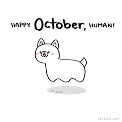 Happy October Human Cartoon Chibird Cat GIF | GIFDB.com