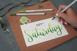 Happy Saturday Green Calligraphy Art Writing GIF | GIFDB.com