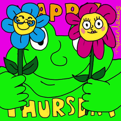 Happy Thursday Blessings Frog Flowers Animation GIF | GIFDB.com