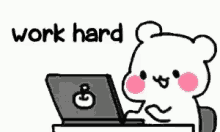 Hard Work Hardworking Cute Sticker Typing GIF | GIFDB.com