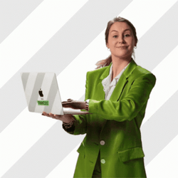 Hardworking Office Woman In Green Coat GIF | GIFDB.com