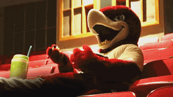 Hawk Mascot Eating Popcorn GIF | GIFDB.com