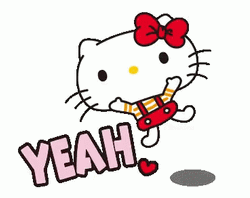Hello Animated Kitty Line Sticker Jump Yeah GIF | GIFDB.com