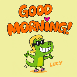 Hilarious Good Morning Happy Dino GIF | GIFDB.com