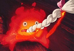Howl's Moving Castle Calcifer Eating Hair GIF | GIFDB.com