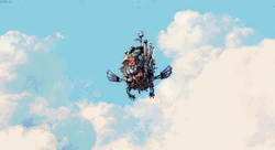 Howl's Moving Castle Flying Over Clouds GIF | GIFDB.com