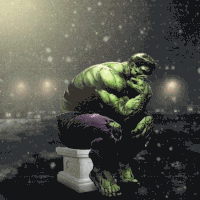 Hulk Deep Thinking Covered In Snow GIF | GIFDB.com