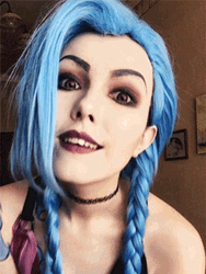 Human Jinx Lip Bite Cosplay GIF | GIFDB.com
