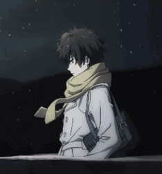 Hyouka Oreki Sad Snowy Night GIF | GIFDB.com