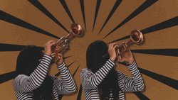 Hypnotic Retro Bugle Playing Tandem GIF | GIFDB.com