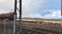 I Like Trains Red Train Running On Tracks GIF | GIFDB.com