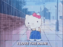 It's Raining Hello Kitty I Love The Rain GIF | GIFDB.com
