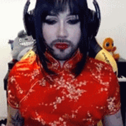 Japan Guy Wearing Red Japanese Dress GIF | GIFDB.com
