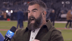 Jason Kelce Yelling On Microphone GIF | GIFDB.com