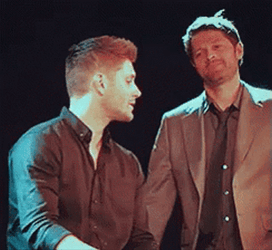 Jensen Ackles Misha Collins Supernatural Kiss GIF | GIFDB.com