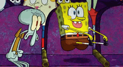 Jumping Spongebob And Squidward Sunday GIF | GIFDB.com