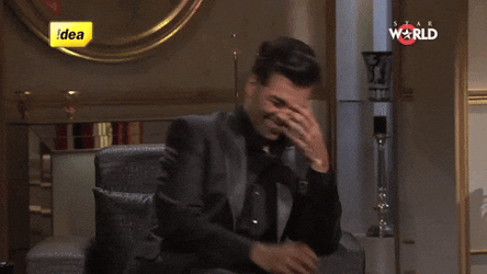 Karan Johar Head Down Embarrass Laughing GIF | GIFDB.com