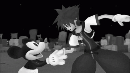 Kingdom Hearts Sora And Mickey Mouse Hand Shake GIF | GIFDB.com