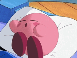 Kirbo The Puffball Sleeping In Bed GIF | GIFDB.com