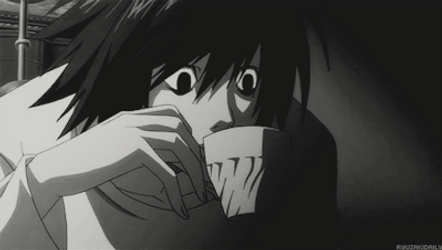 L Death Note Drinking Coffee GIF | GIFDB.com