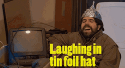 Laughing In Tin Foil Hat GIF | GIFDB.com