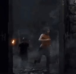 Leon Kennedy Girly Running To The Door GIF | GIFDB.com