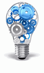 Light Bulb Blue Silver Gears GIF | GIFDB.com
