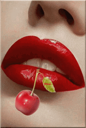 Red Lips With Cherry GIF | GIFDB.com