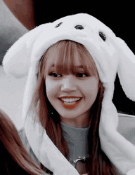 Lisa Of Blackpink Cute Flapping Ears Hat GIF | GIFDB.com