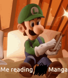 Luigi Reading Book Instantly Sleep GIF | GIFDB.com