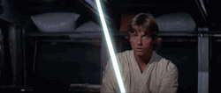 Luke Skywalker Practices Wielding Light Saber GIF | GIFDB.com