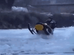 Man And Snowmobile Sinking In Water GIF | GIFDB.com