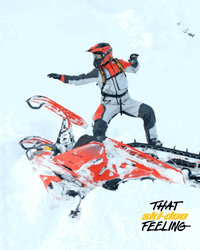 Man Balancing On Top Of His Snowmobile GIF | GIFDB.com