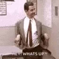 Man Dancing Mr Bean Hey What's Up GIF | GIFDB.com