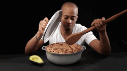 Man Eating Rice On Pan Using Big Spoon GIF | GIFDB.com