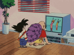 Master Roshi Watching Television With Young Goku GIF | GIFDB.com