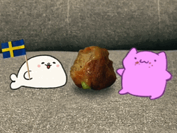Meatball Between White Seal And Purple Cat GIF | GIFDB.com