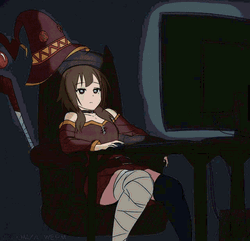 Megumin Watching Computer GIF | GIFDB.com