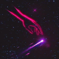 Meteor Shower Neon Hand Reaching Out GIF | GIFDB.com