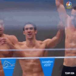 Michael Phelps High Five With Other Swimmers GIF | GIFDB.com