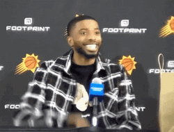 Mikal Bridges Interview Waving Big Smile GIF | GIFDB.com