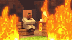 Minecraft Villager This Is Fine Meme GIF | GIFDB.com