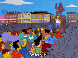 Mob Group Cheering Homer Simpson GIF | GIFDB.com