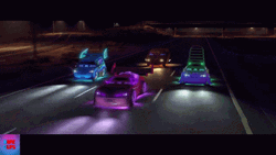 Neon Cars Racing Disney Movie GIF | GIFDB.com
