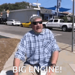 Old Man Expressing Love For Big Engine GIF | GIFDB.com