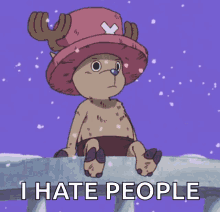 One Piece Chopper Sitting Alone Snow Falling GIF | GIFDB.com