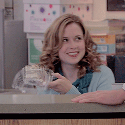 Pam Beesly Throwing Food Garbage GIF | GIFDB.com