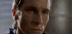 Patrick Bateman Uneasy Response GIF | GIFDB.com