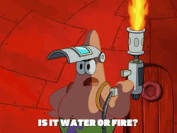 Patrick Mistake Flamethrower For Fire Hose GIF | GIFDB.com