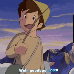Pazu Well Bye Bye Loser GIF | GIFDB.com